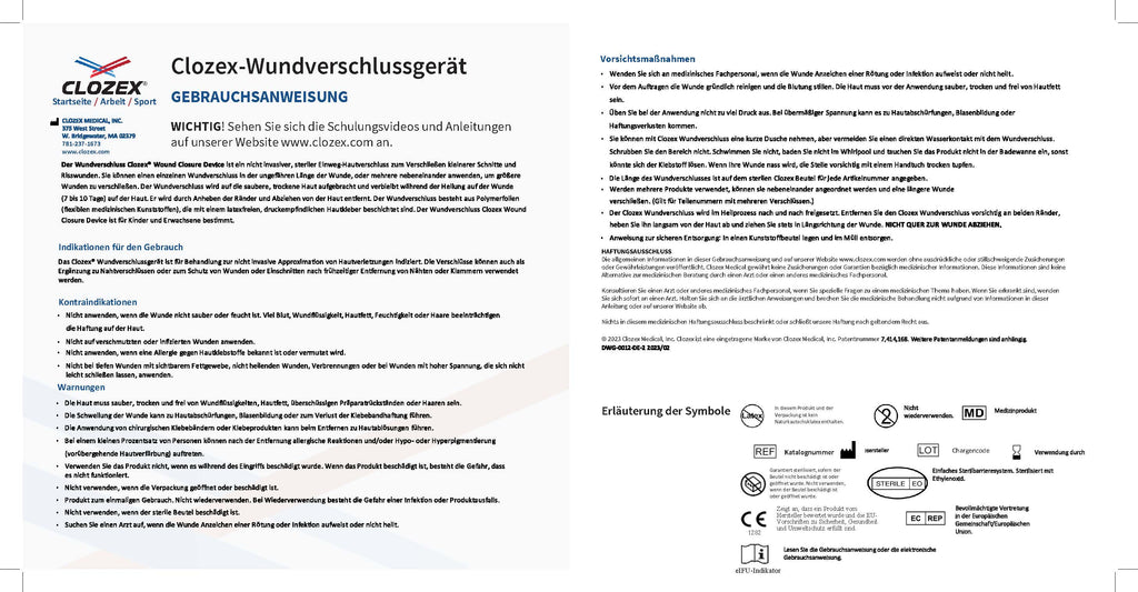 Electronic Instructions For Use – Clozex Medical, Inc.