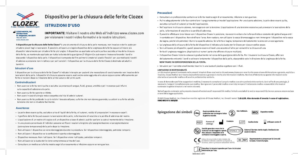 Electronic Instructions For Use – Clozex Medical, Inc.